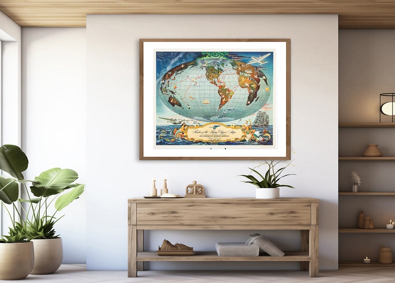 Vintage Pan Am Routes of the Flying Clipper Ships (pan Am, 1941 ...