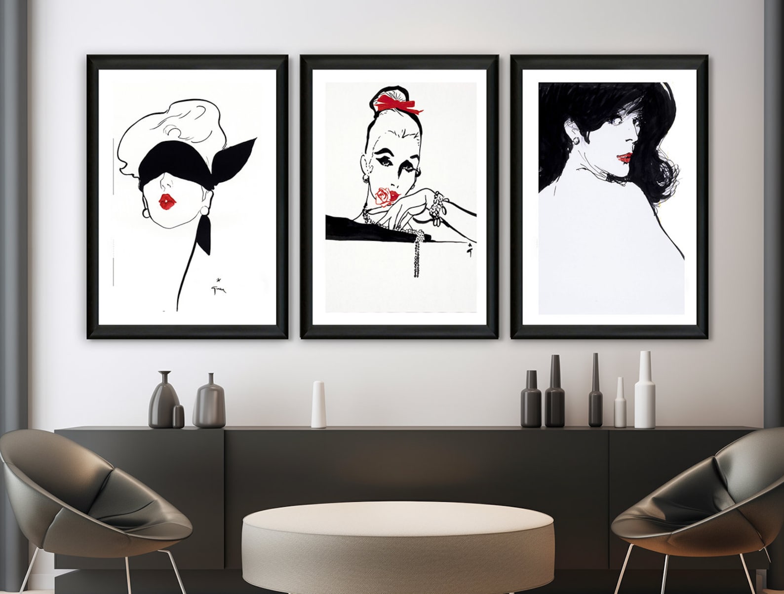 Set of 3 Fashion Art, Modern Decor, Minimalist Art, High Resolution ...