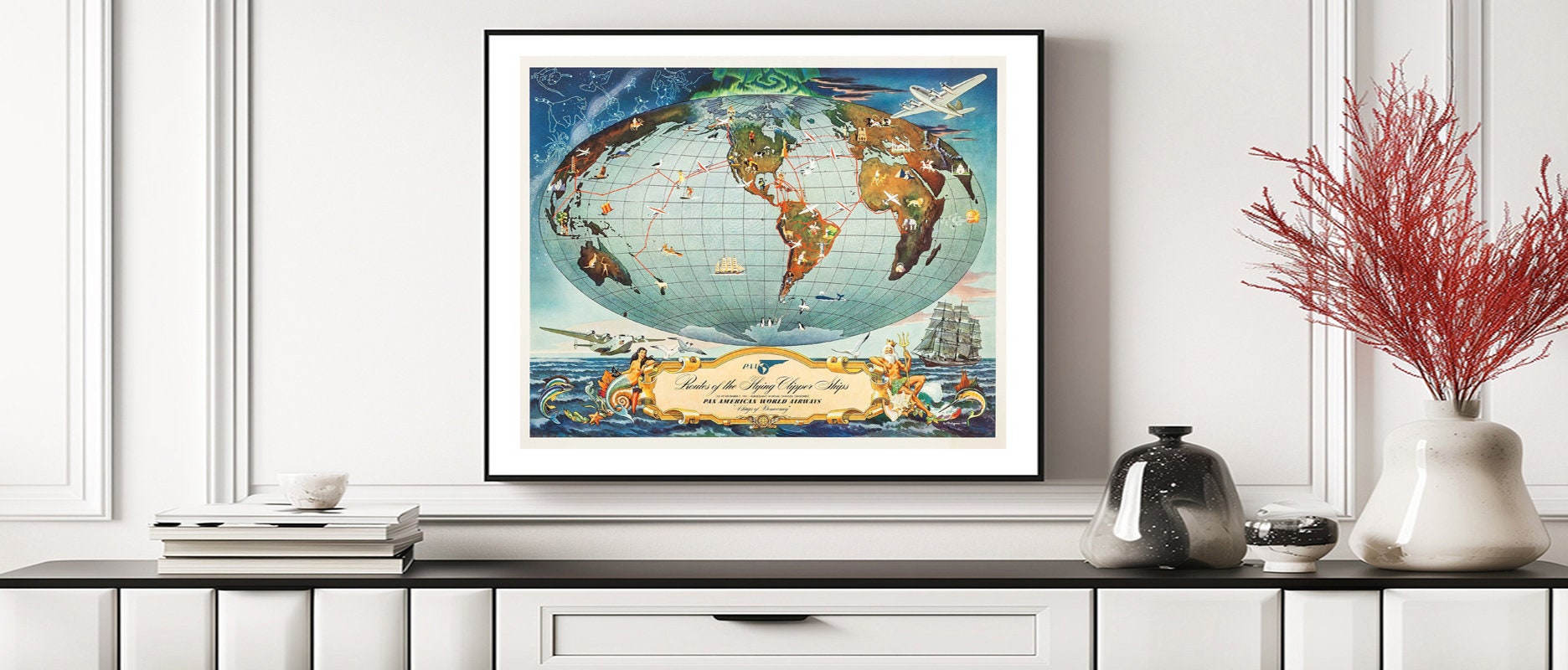 Vintage Pan Am Routes of the Flying Clipper Ships pan Am, 1941 Digital ...