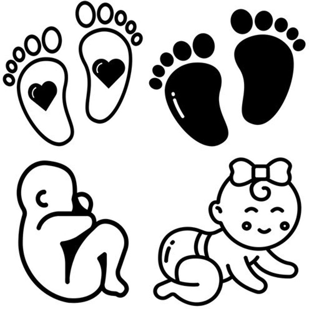 Baby Icons Clipart: Feet, Crawling Baby, Newborn (digital Download) - Etsy