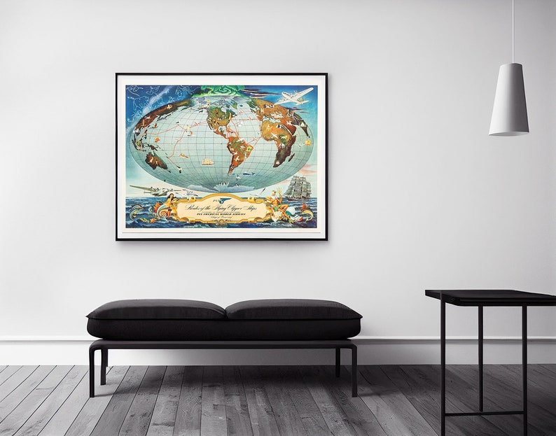 Vintage Pan Am Routes of the Flying Clipper Ships (pan Am, 1941 ...