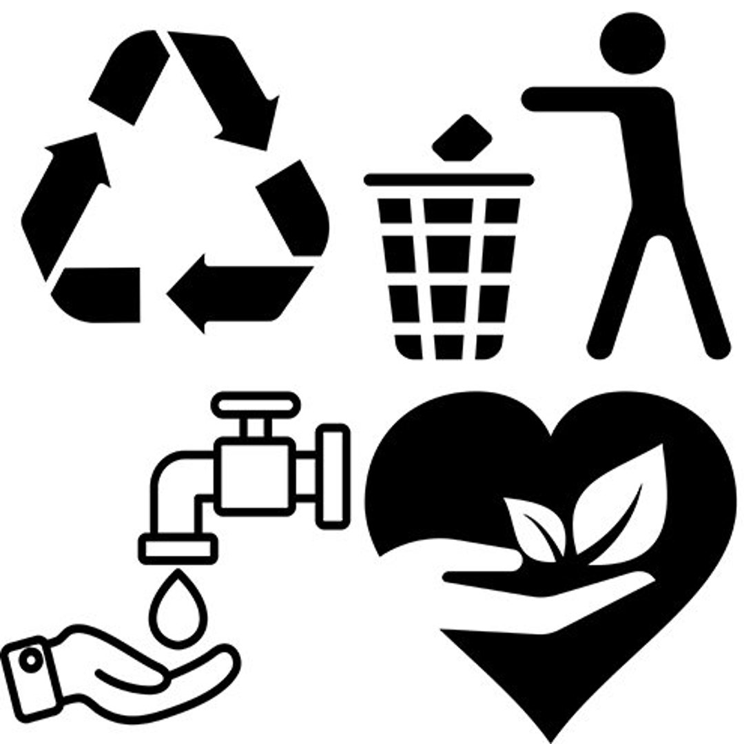 Environmental Icons Art: Recycle, Plant, Water Conservation (digital ...