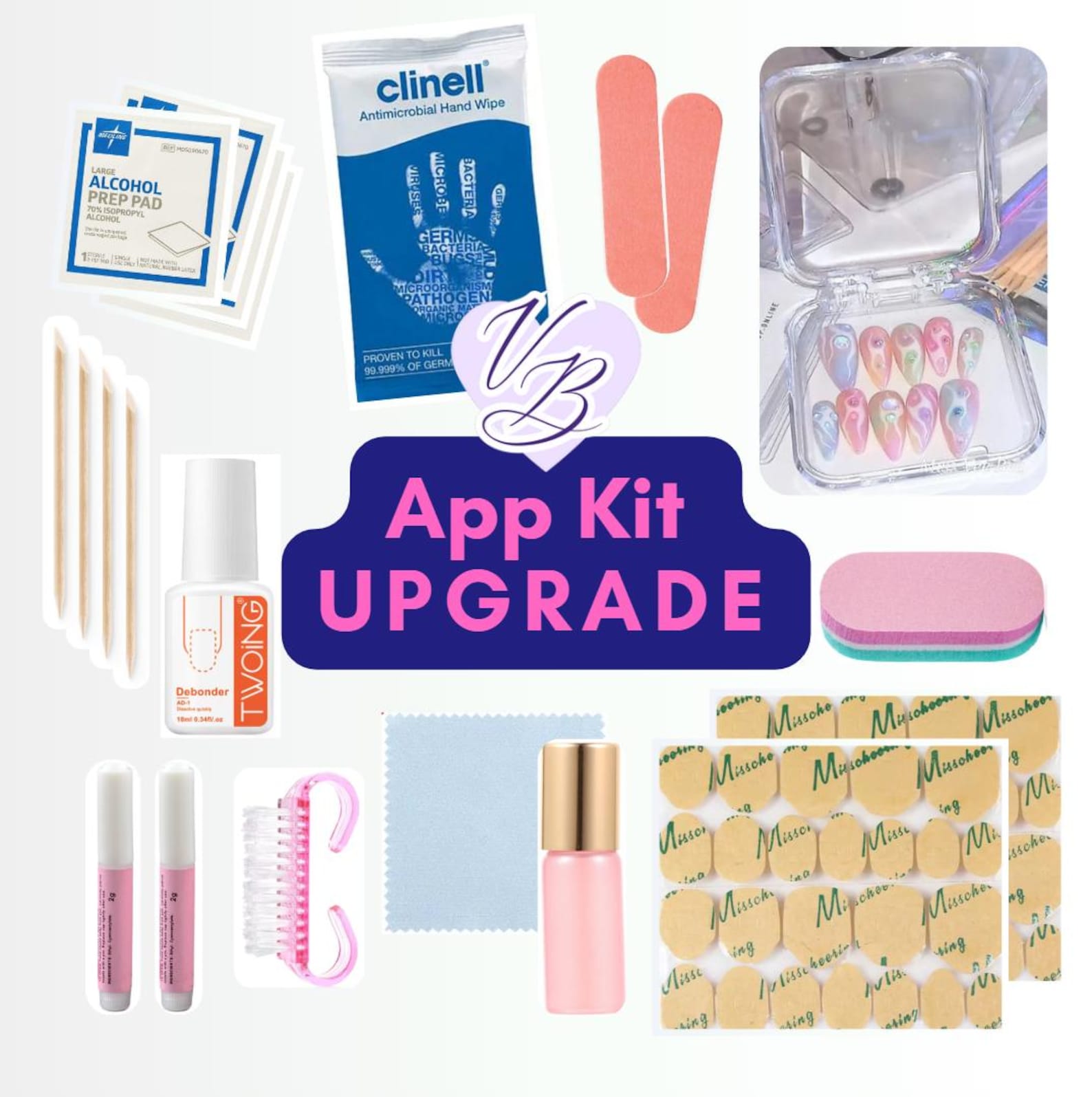 Press on Nails Application Kit UPGRADE: Jelly Tabs, Debonder, Clear Box ...