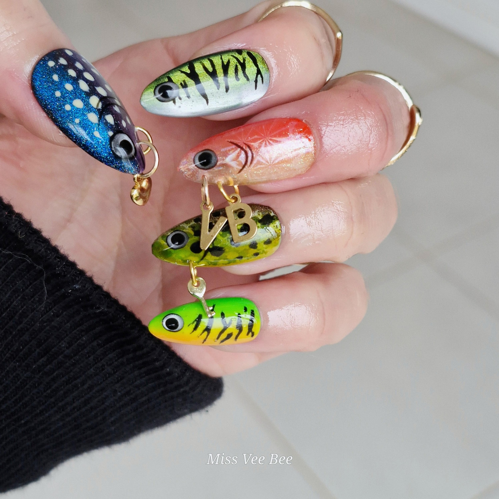 Fishing Lures With Dangle Charms & Initials Charms, Luxury Press on ...