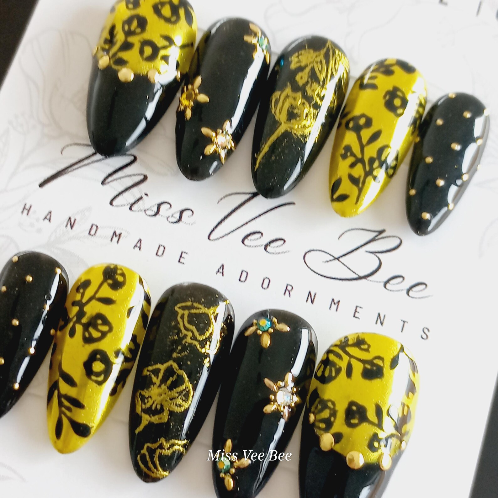 Chrome Lemon Lime Black Gold, Luxury Handmade Hand Painted Reusable ...