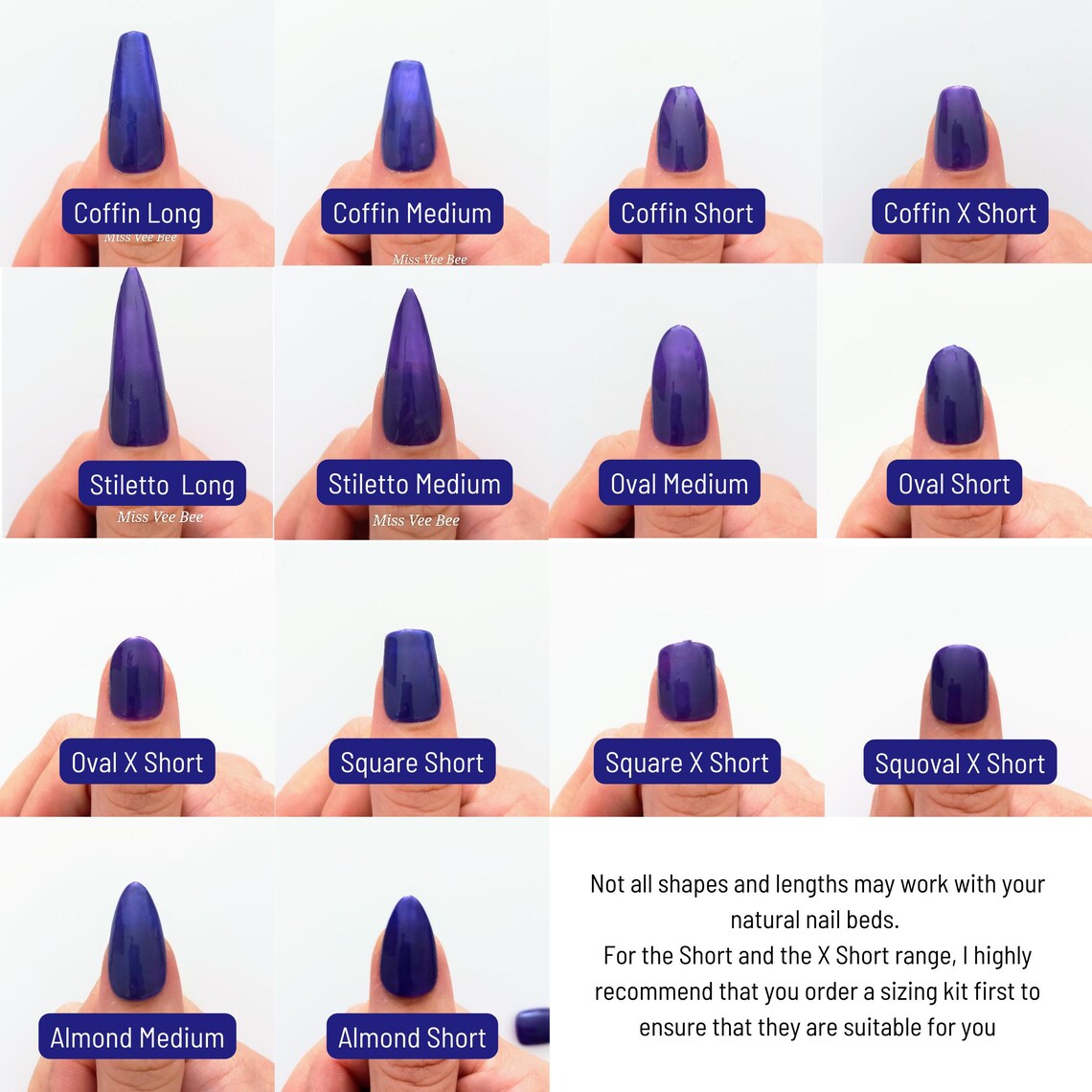 Sizing Kit Press-on Nails | Custom Made, Glue On, Handmade Soft Gel ...