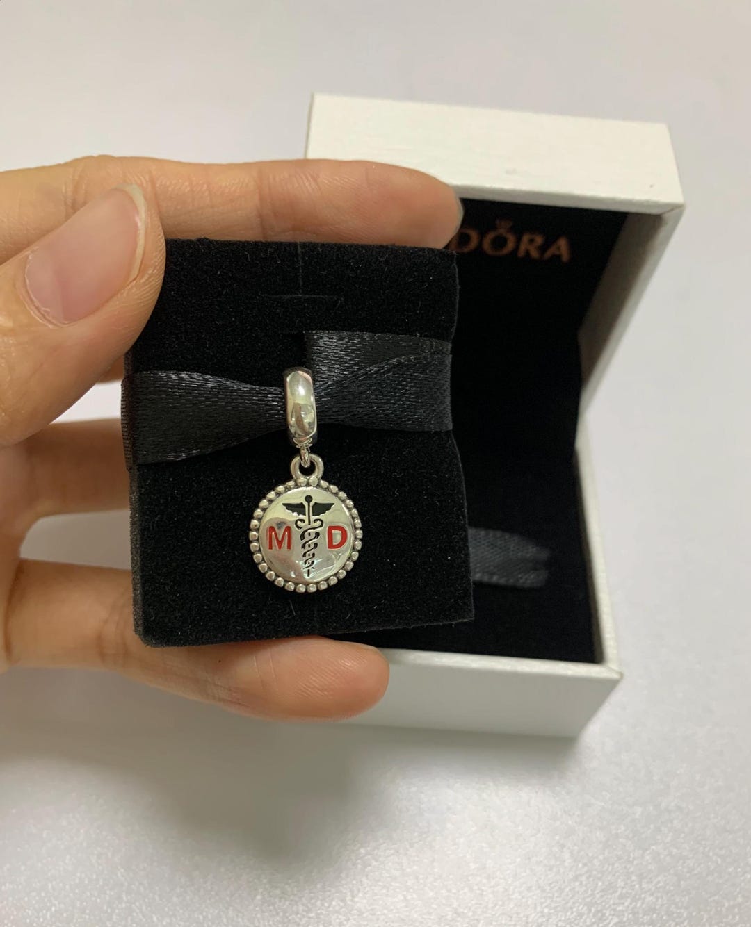 Pandora MD Medical Doctor Circle Bead Charm,s925 Sterling Silver ...