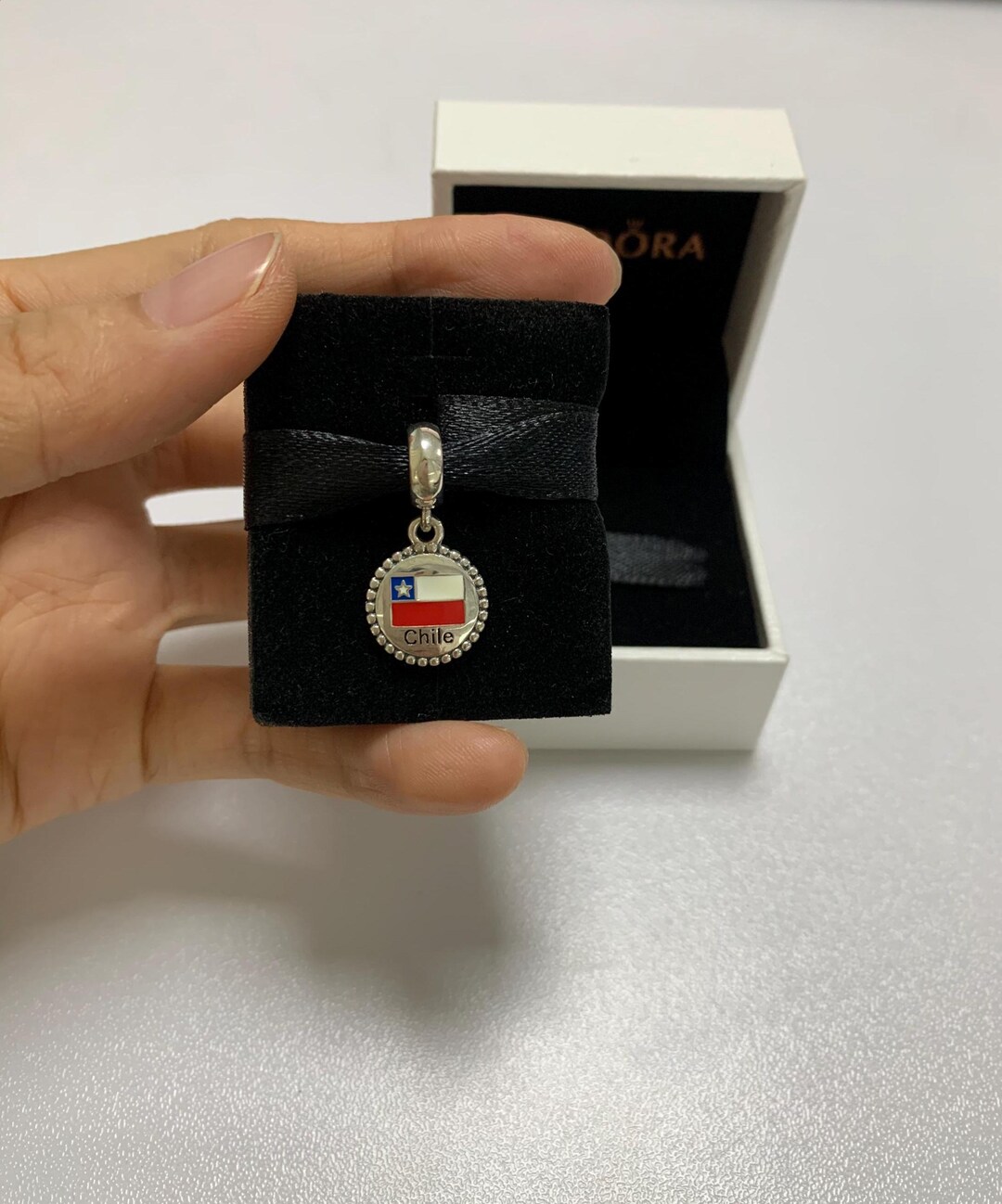 Pandora Chile Flag Exclusive Charm Travel Pendant ,S925 Sterling Silver ...