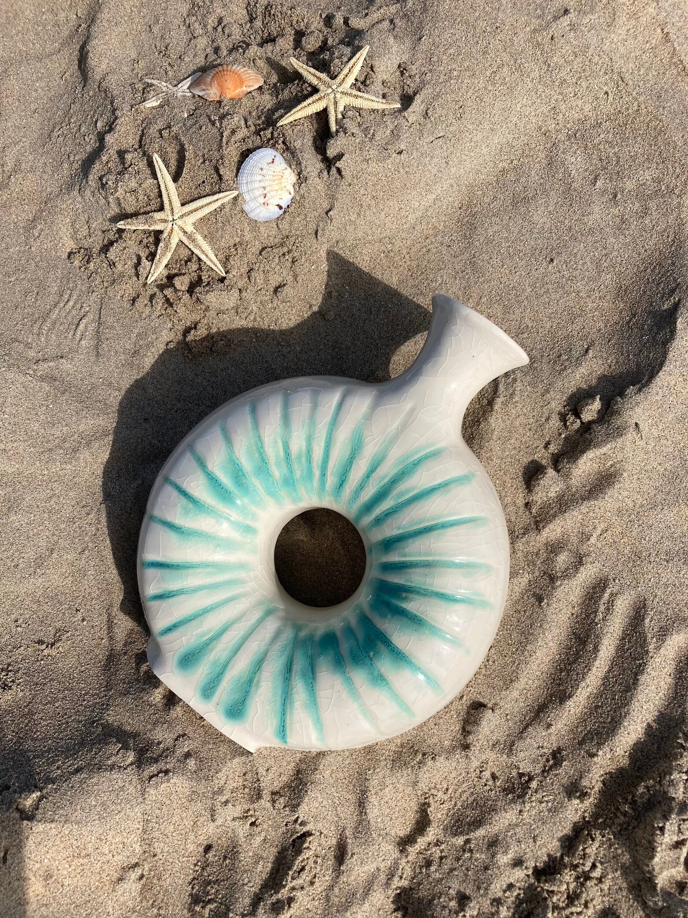 Donut Ceramic Vase With Narrow Neck - Handmade Unique Pottery Flower ...
