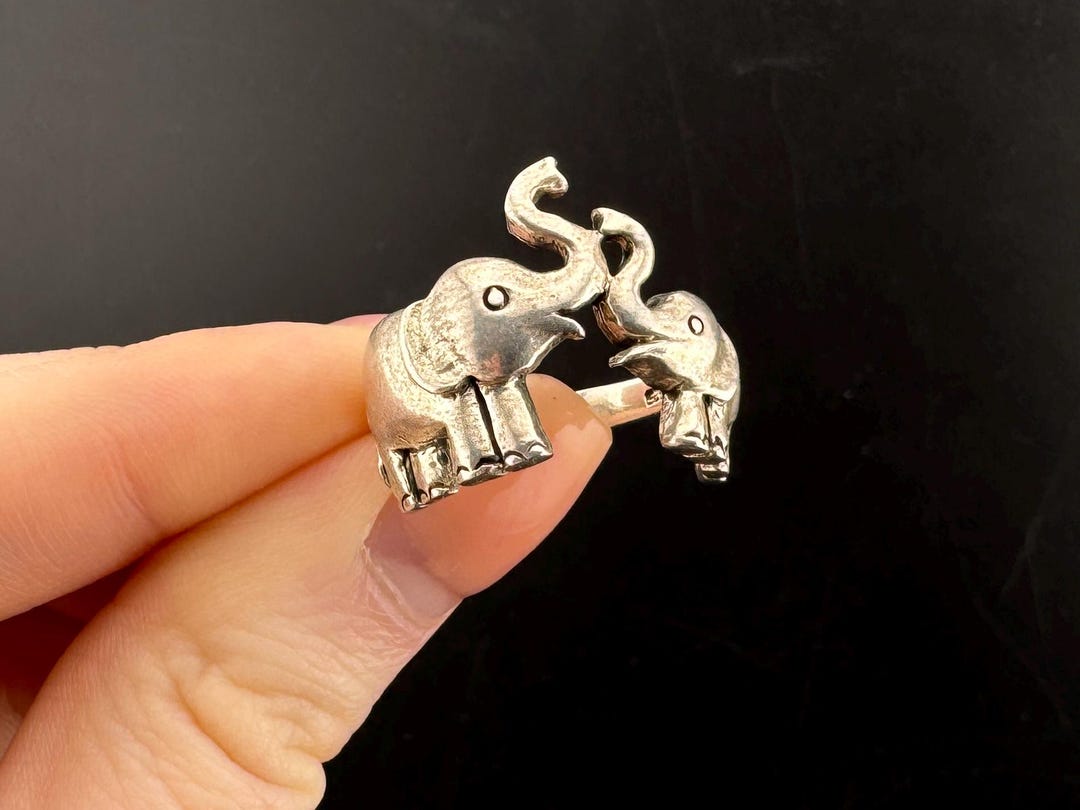 Vintage Silver 925 Ring Elephants - Etsy