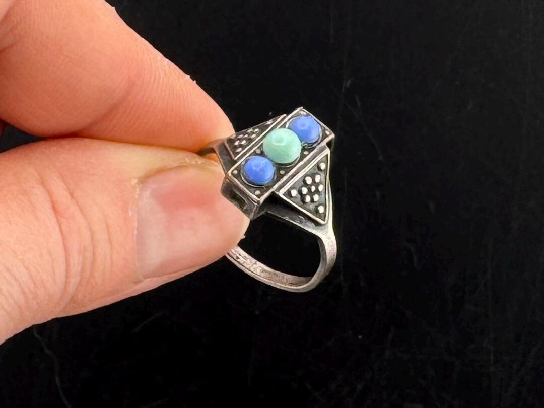 Vintage USSR Ring With Blue Stone - Etsy
