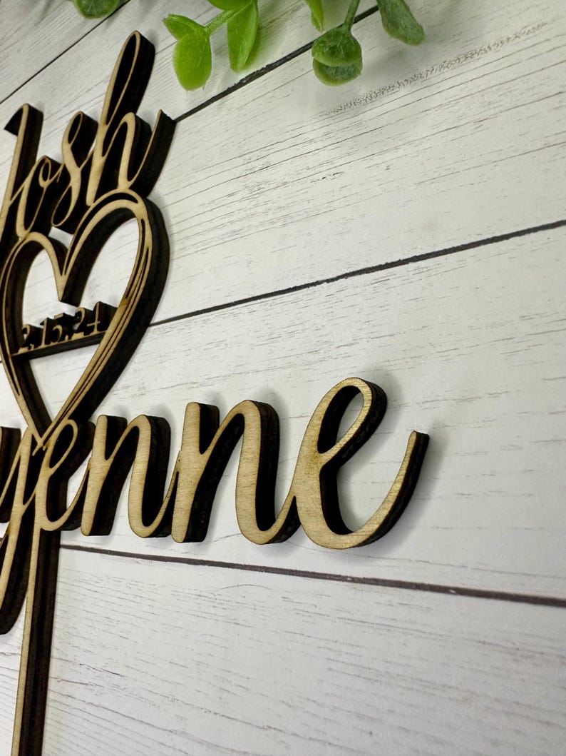 Personalized Wedding Cake Topper With Date Heart Wood Cake Topper Mr ...
