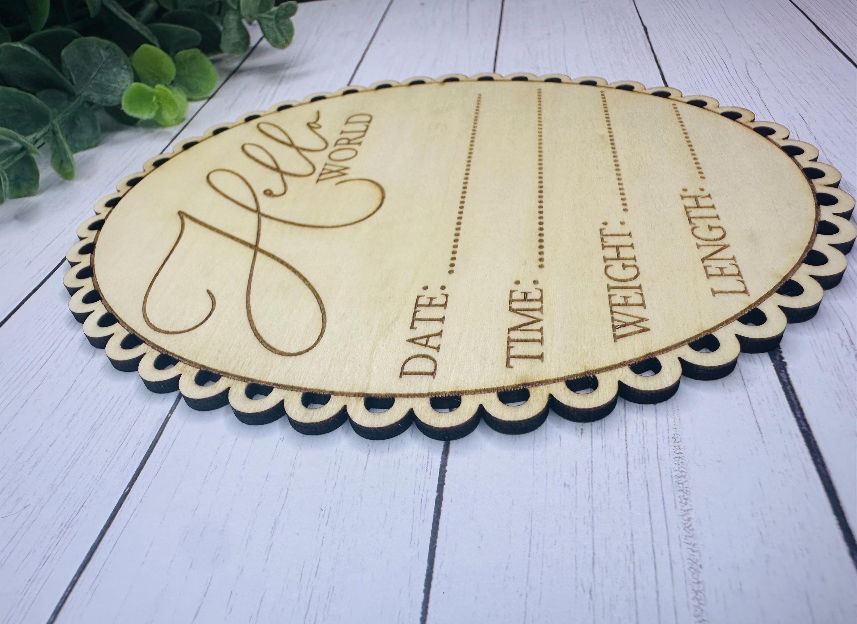 Wooden Baby Name Announcement Sign Custom Engraved Name Plaque Laced ...