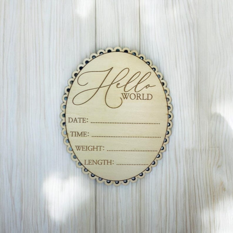 Wooden Baby Name Announcement Sign Custom Engraved Name Plaque Laced ...