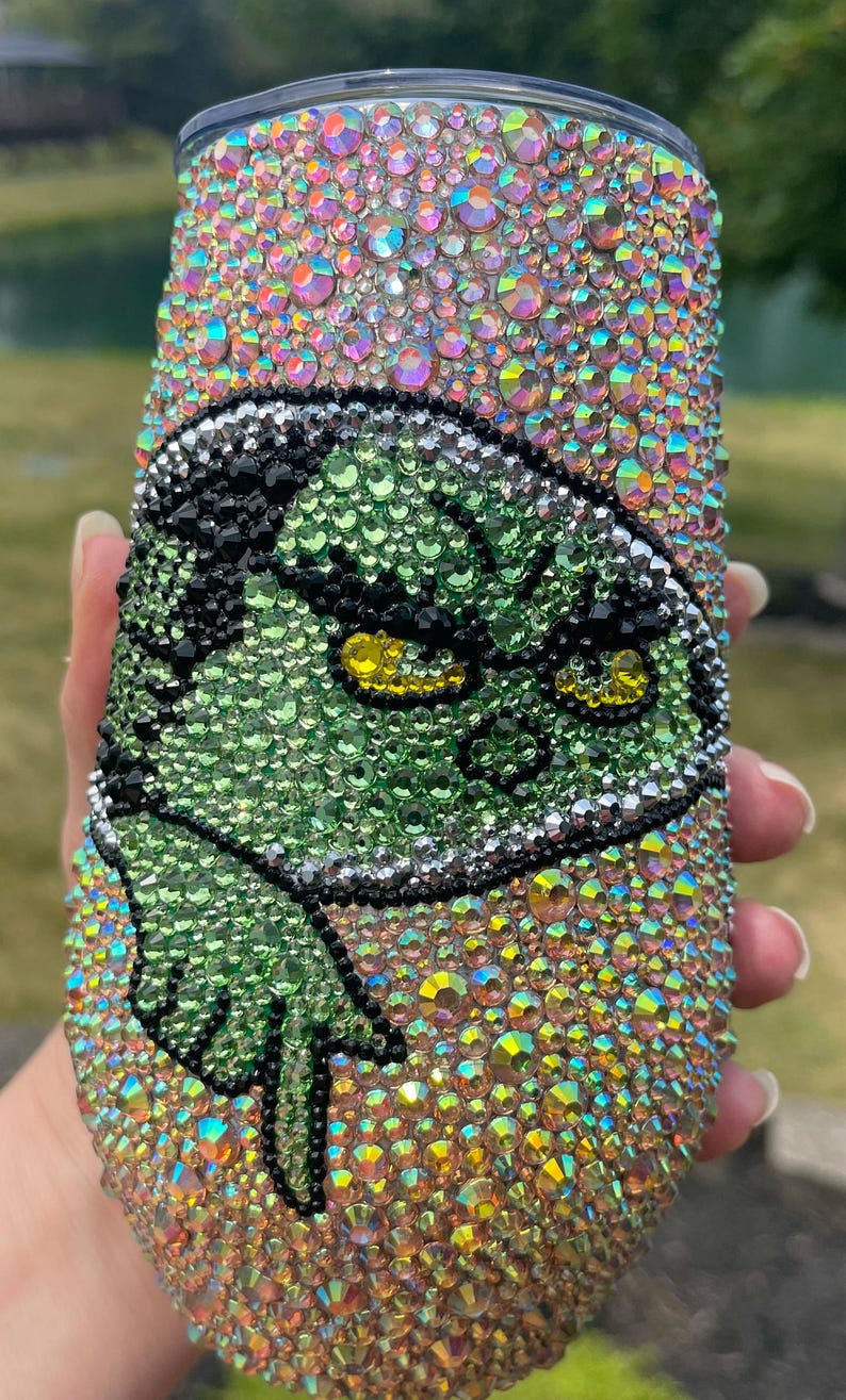 Grinch Bling Bling 17 Oz Wine Glass - Etsy