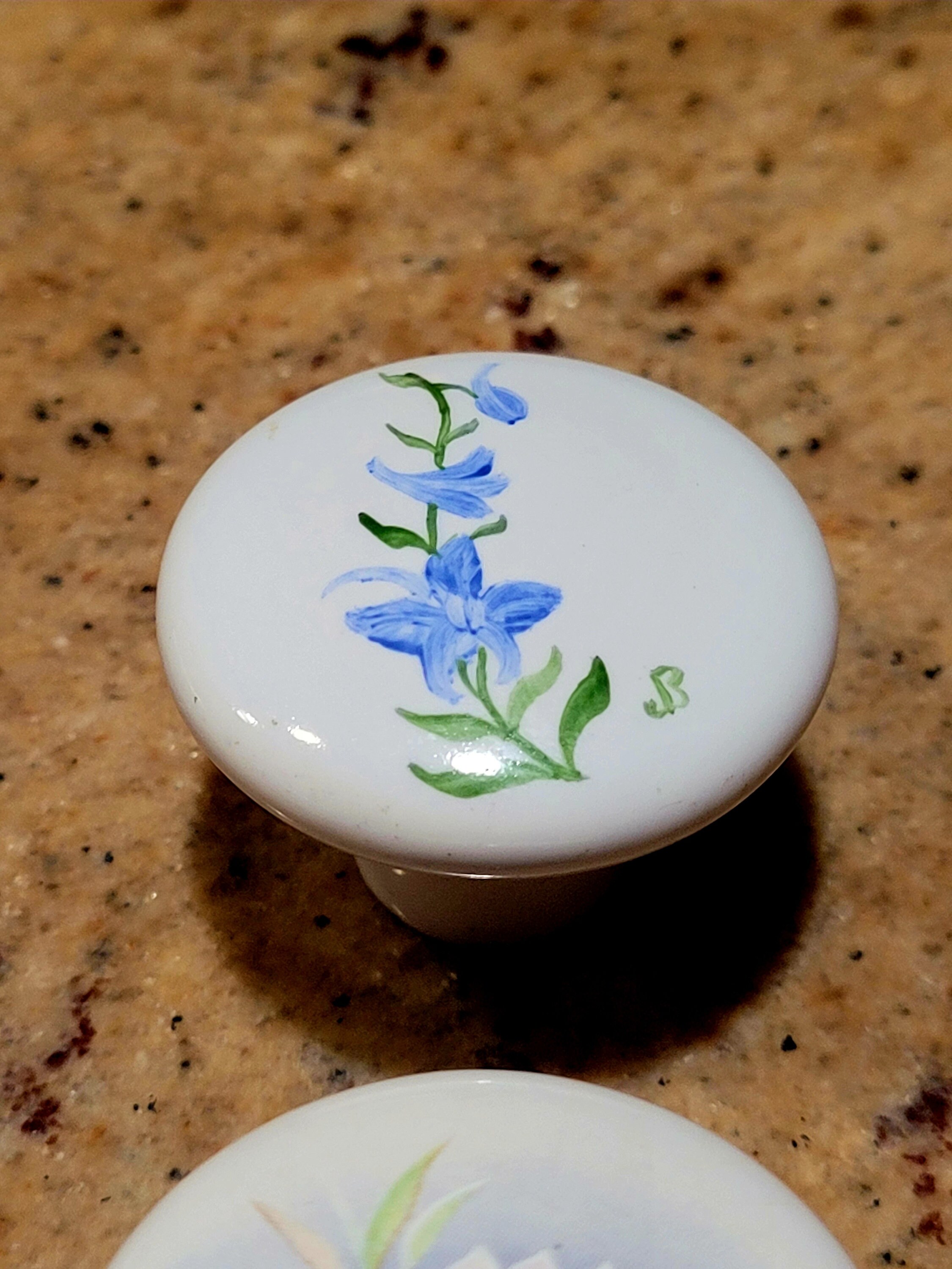 Vintage Porcelain Knobs With Painted Designs--flowers and Strawberry - Etsy