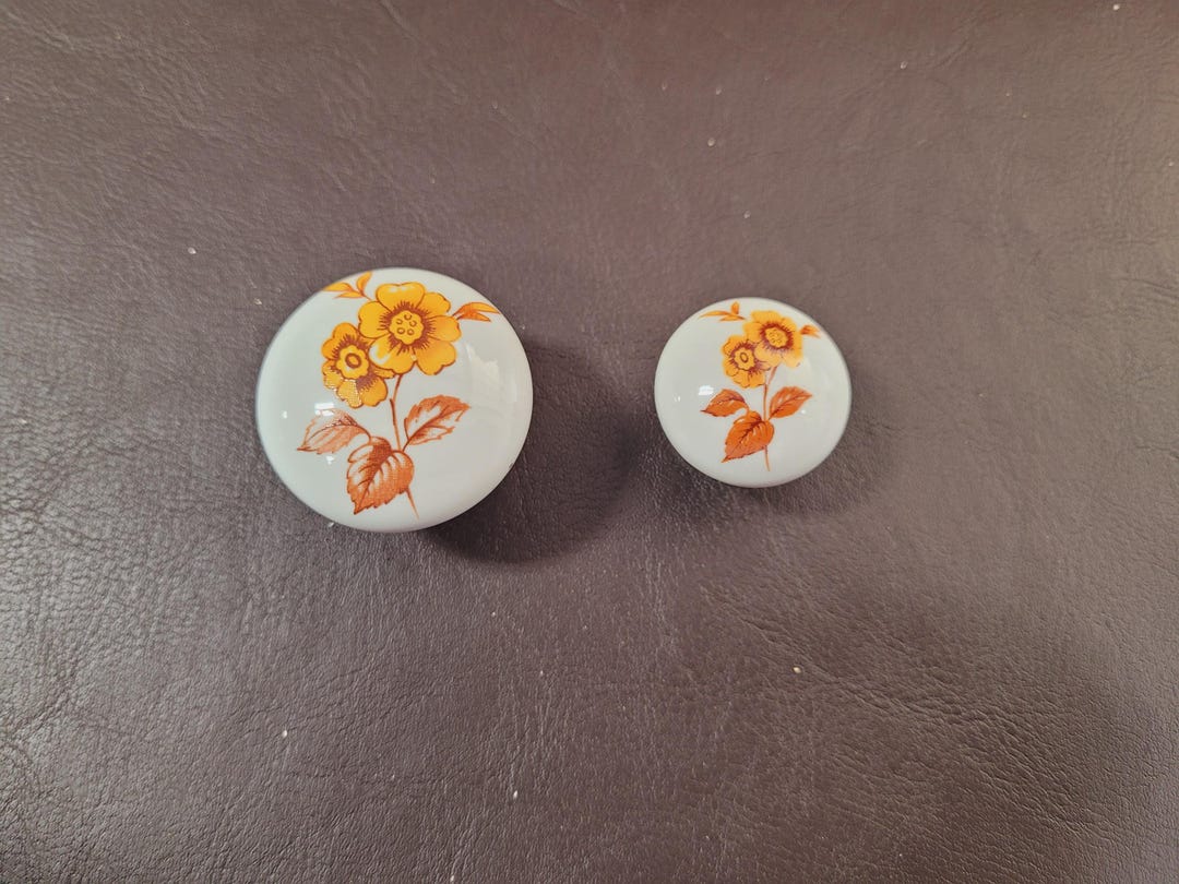 Vintage Porcelain Cabinet Knobs With Beautiful Floral Design - Etsy