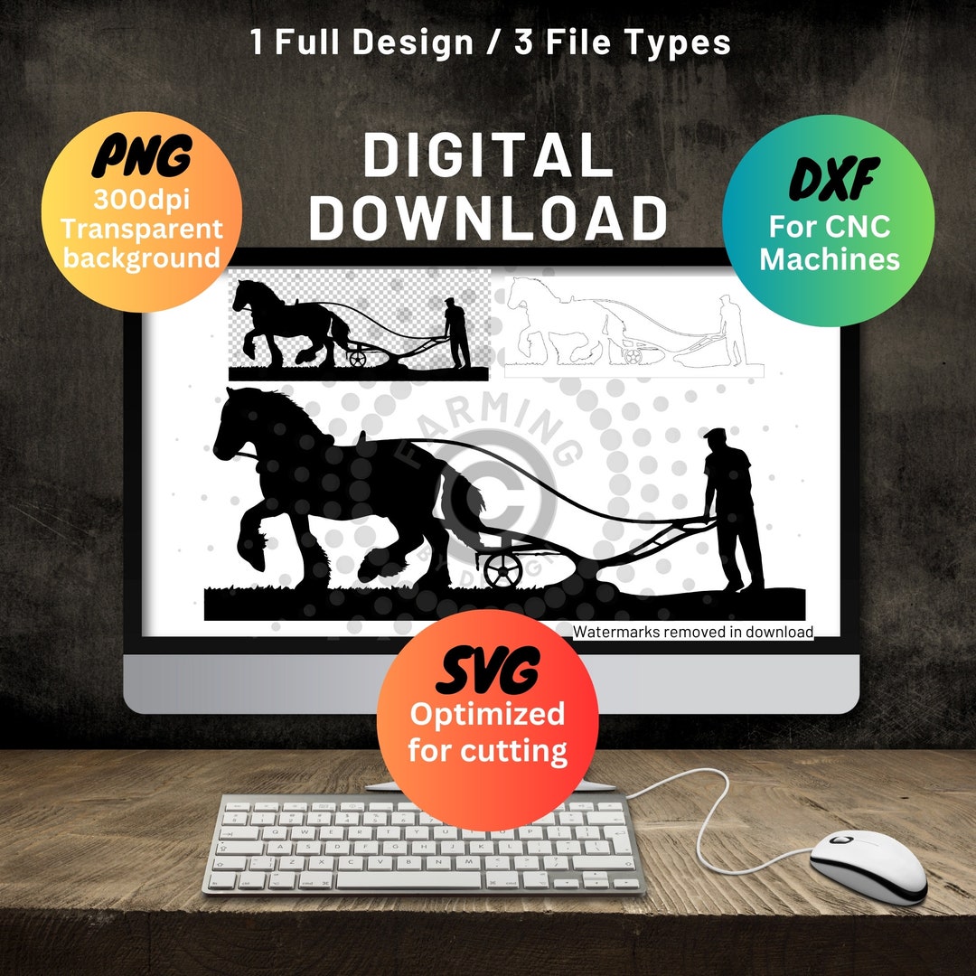 Horsedrawn Plough SVG Silhouette - Etsy