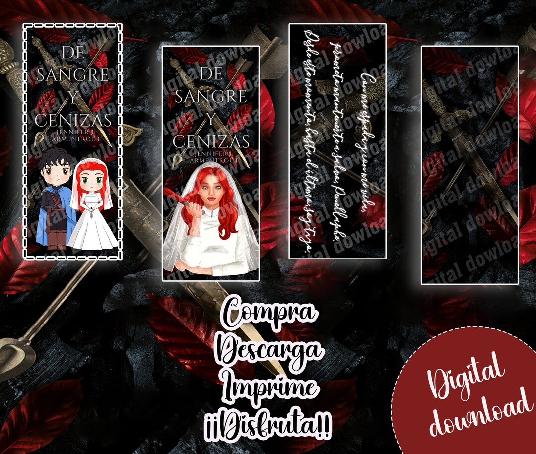 Printable Bookmarks Inspired by Blood and Ashes Saga Digital Bookmark ...