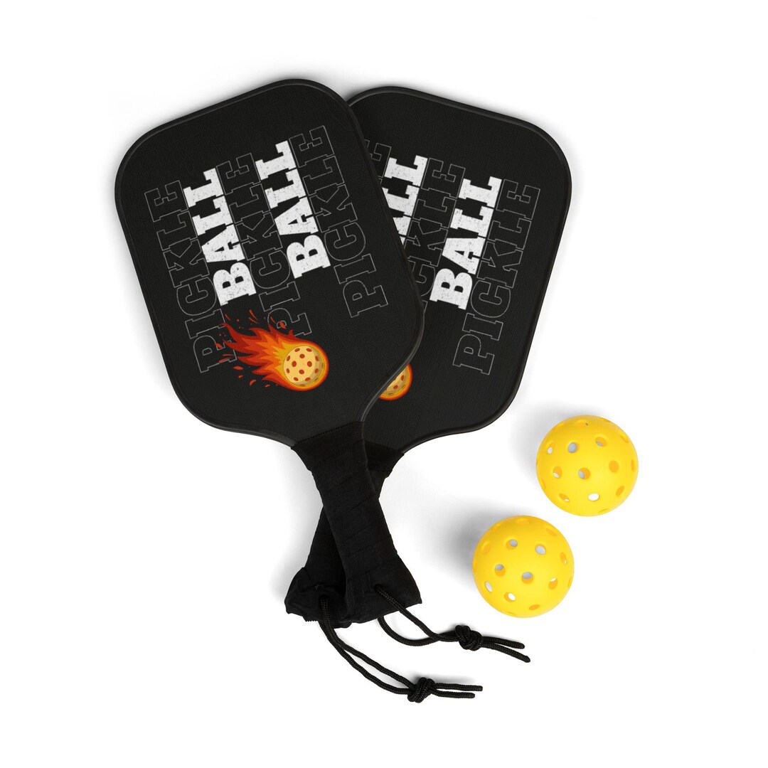 Fire Ball Wooden Pickleball Paddle Set, Sports Lover Gift, With Carry ...
