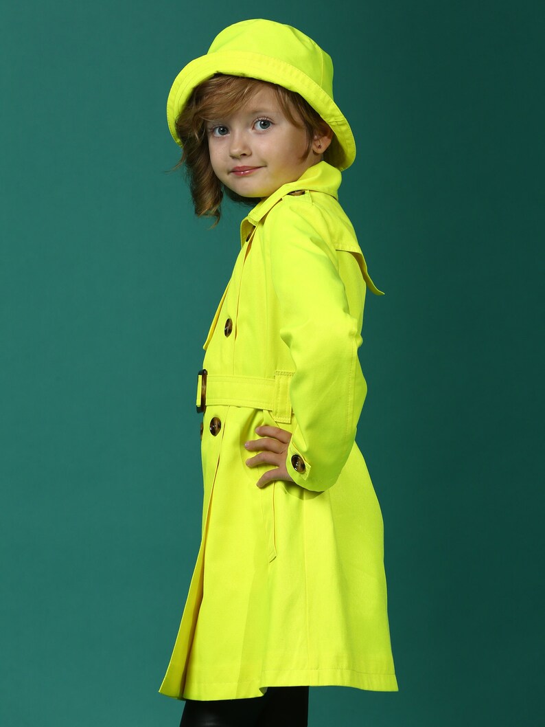 Elegant Sunshine Yellow Trench Coat for Girls - Princess Style Demi ...