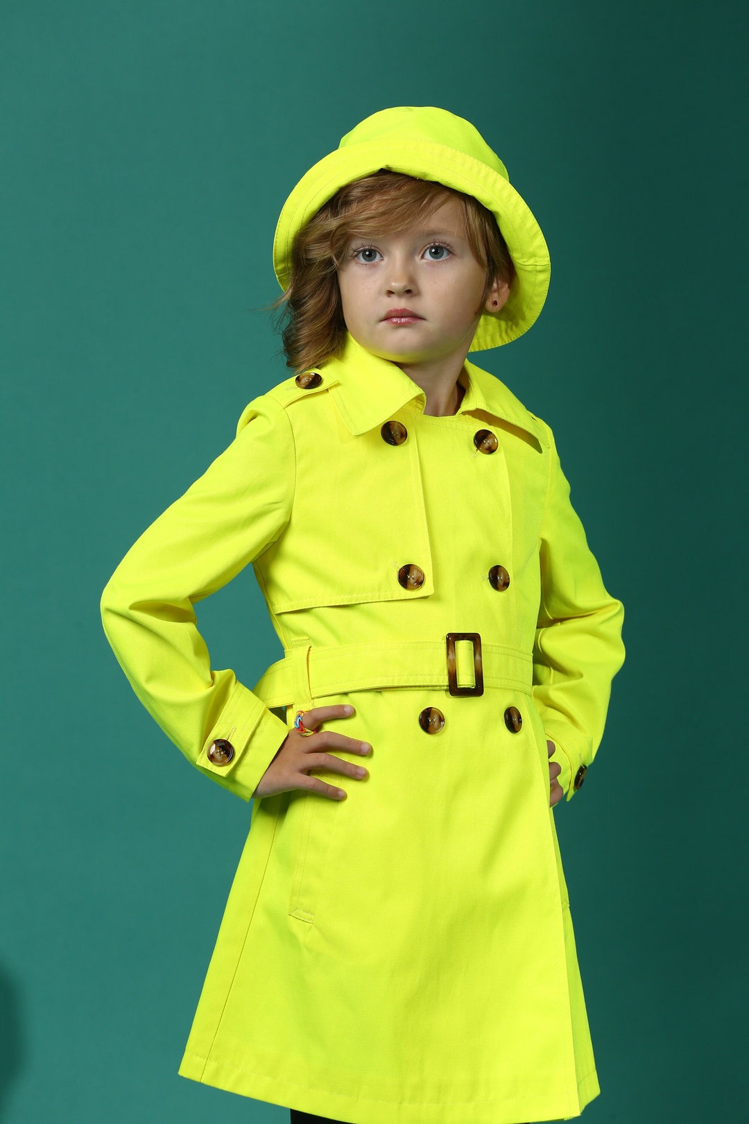 Elegant Sunshine Yellow Trench Coat for Girls - Princess Style Demi ...