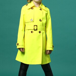 Elegant Sunshine Yellow Trench Coat for Girls - Princess Style Demi ...