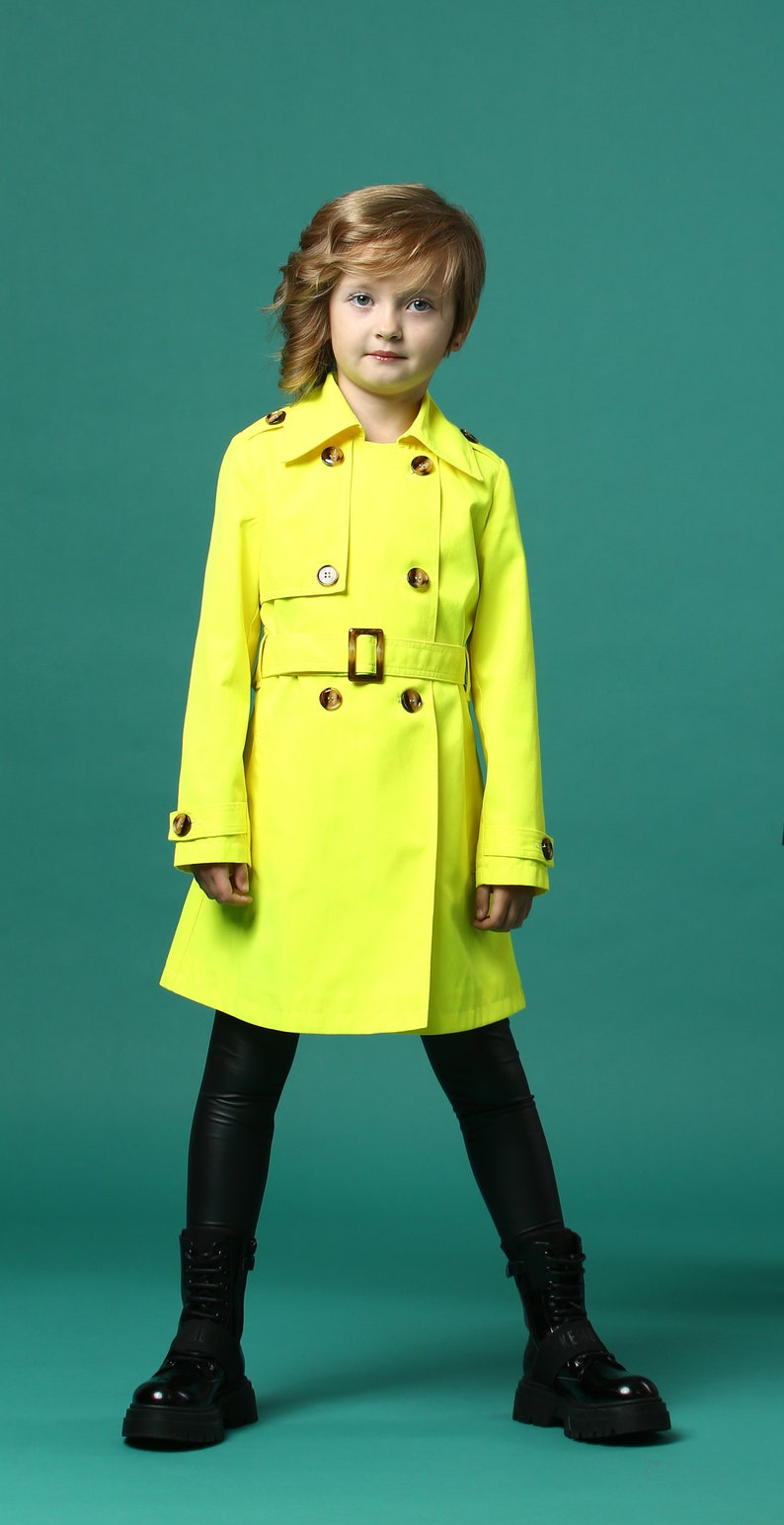 Elegant Sunshine Yellow Trench Coat for Girls - Princess Style Demi ...