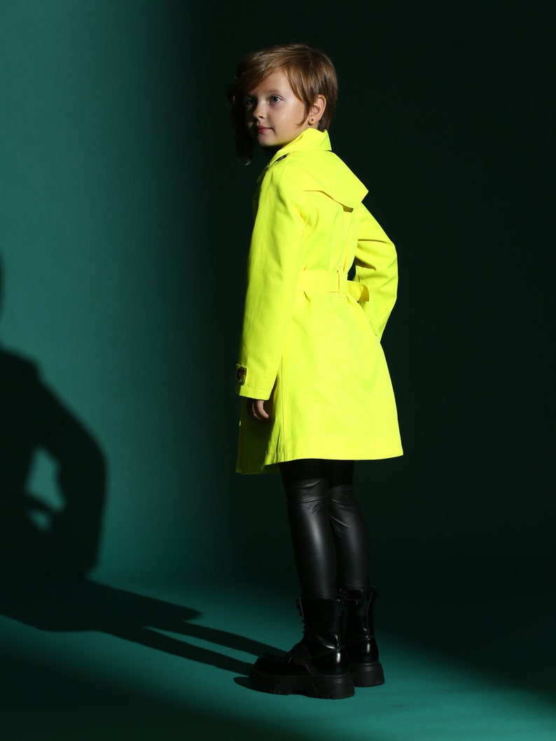 Elegant Sunshine Yellow Trench Coat for Girls - Princess Style Demi ...