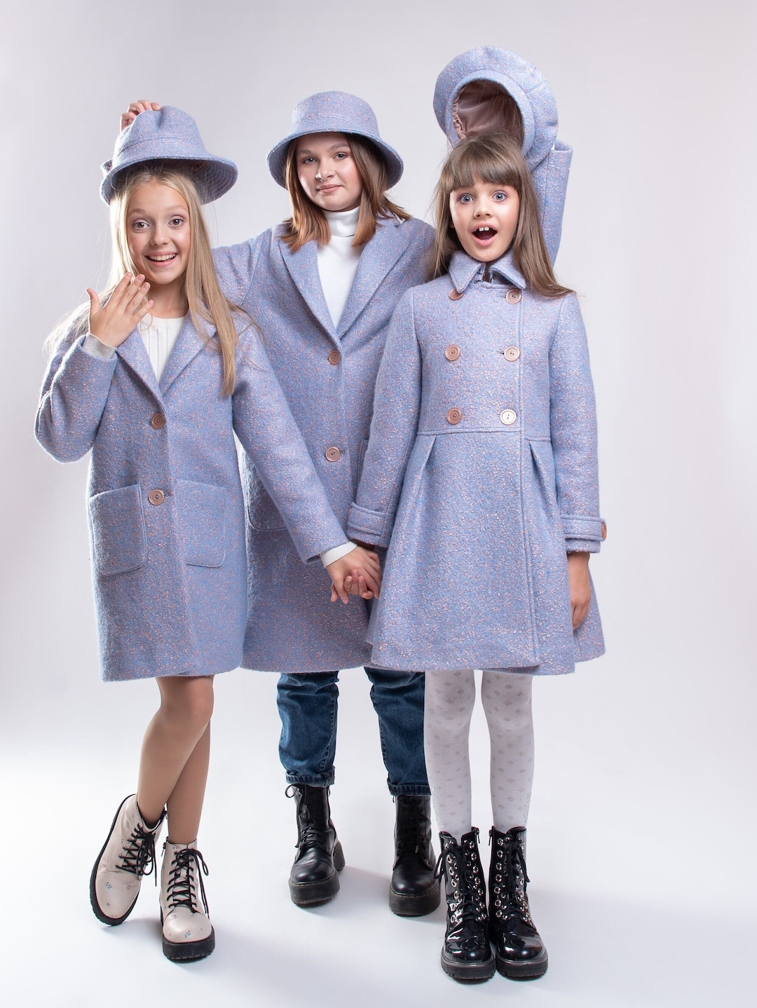 Blue Girls Coat, Wool Baby Girl Coats, Little Girls Trench Coat ...