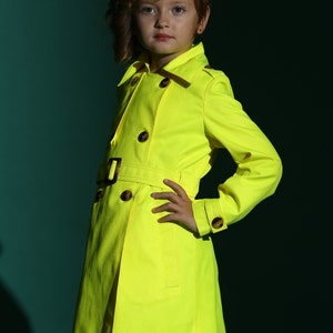 Elegant Sunshine Yellow Trench Coat for Girls - Princess Style Demi ...