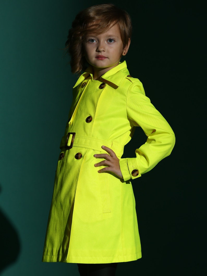 Elegant Sunshine Yellow Trench Coat for Girls - Princess Style Demi ...