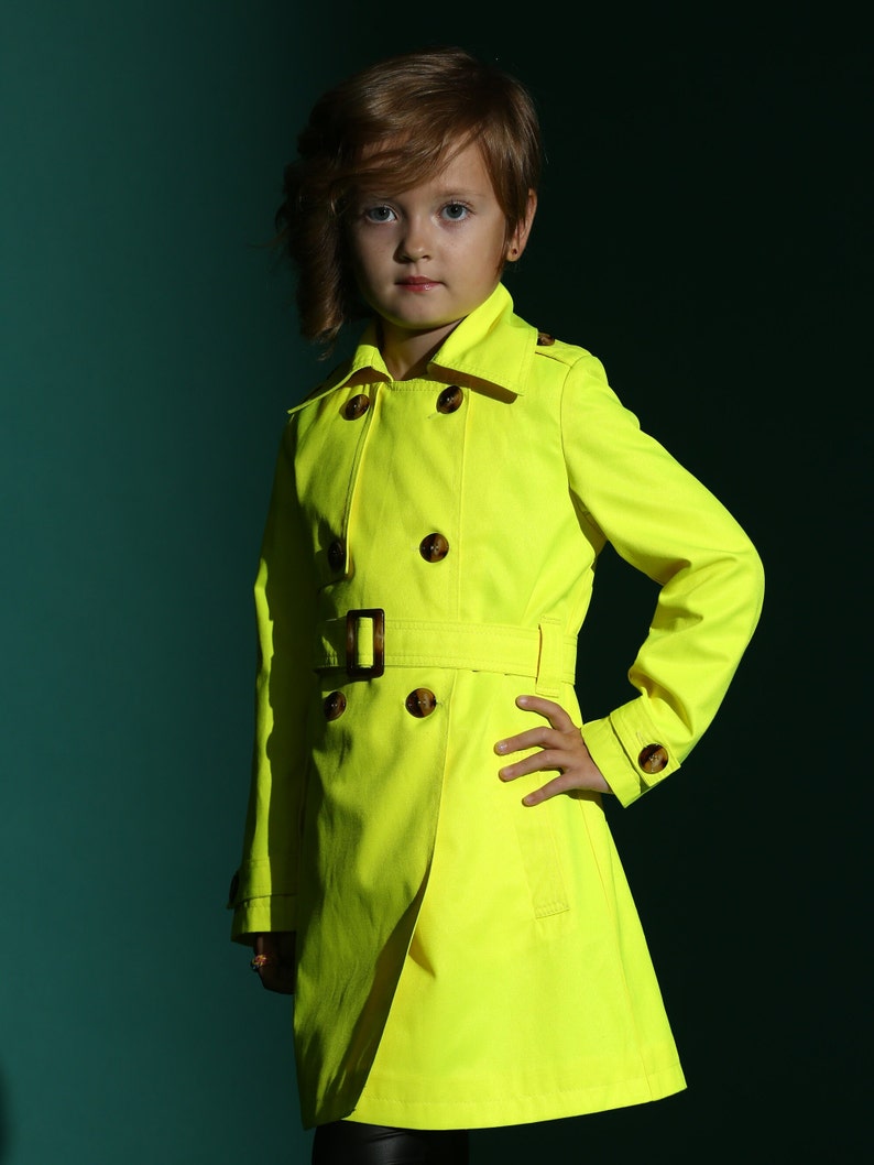 Elegant Sunshine Yellow Trench Coat for Girls - Princess Style Demi ...