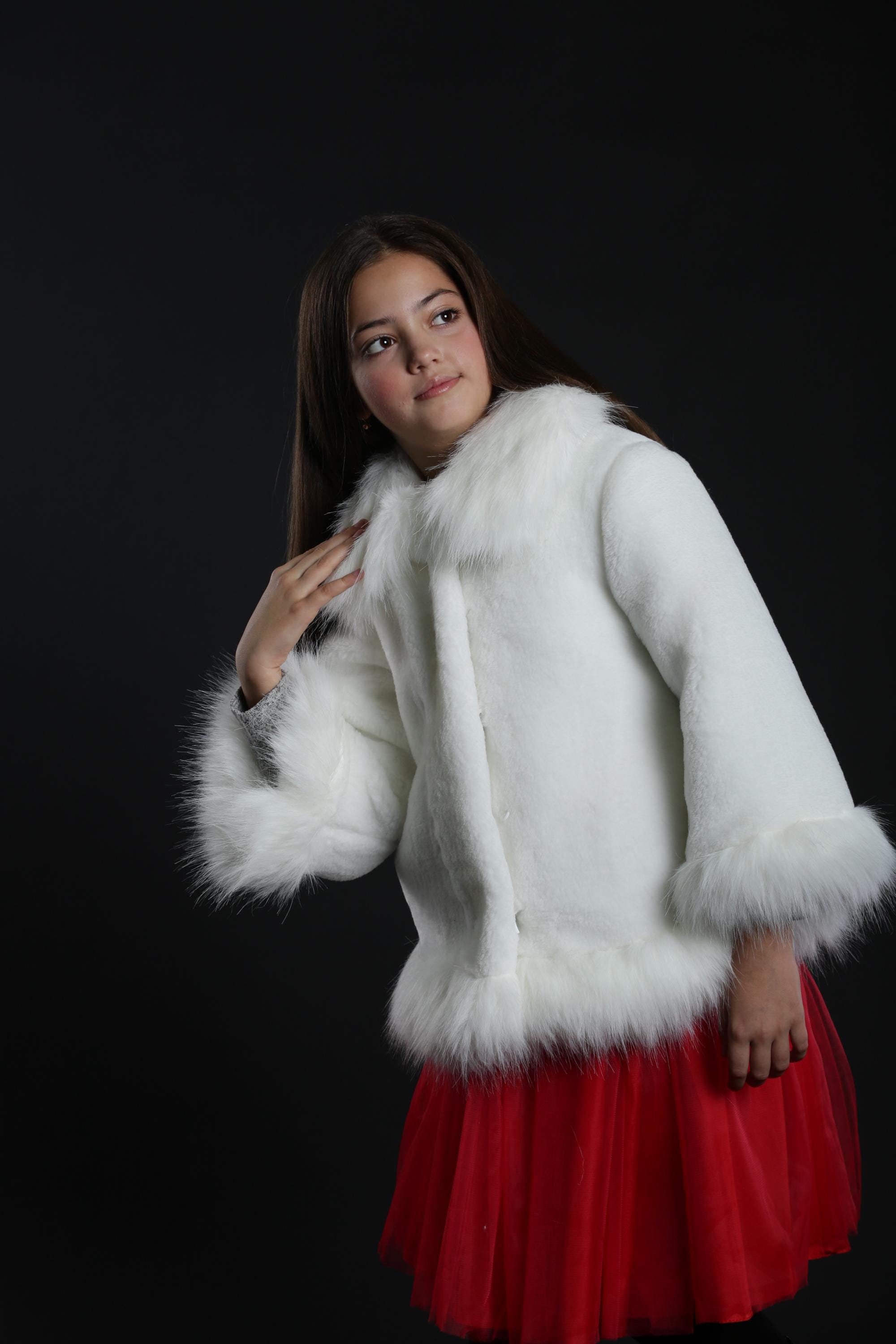 Elegant White Faux Fur Coat for Girls Princess Style Winter Dress Coat ...