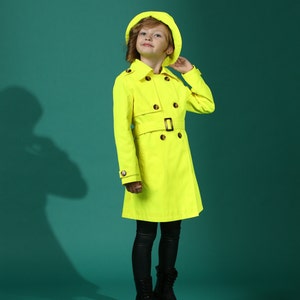 Elegant Sunshine Yellow Trench Coat for Girls - Princess Style Demi ...