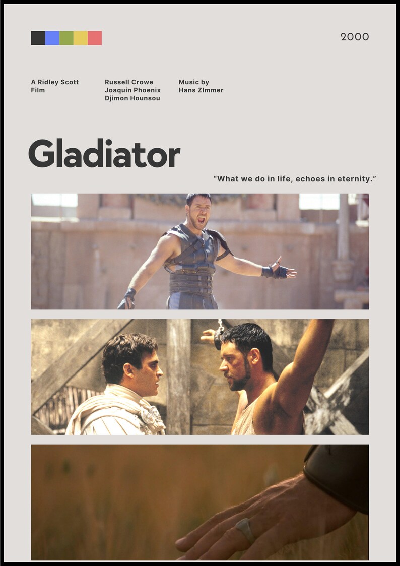 Gladiator Movie Poster, Gladiator Minimalist Movie Print, Movie Wall ...