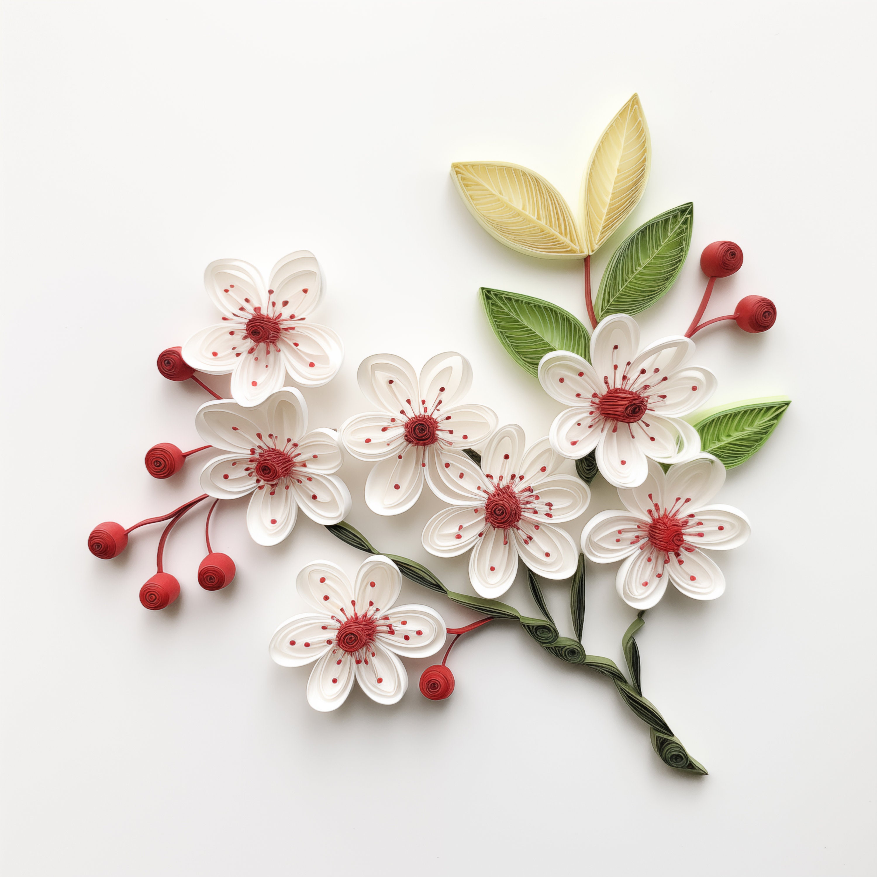15 Quilling Cherry Blossoms Clip Art, Digital Downloads, Midjourney AI ...