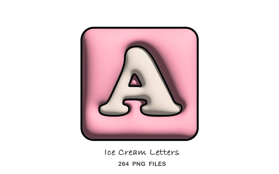 3D Inflated PNG Alphabet Set,summer Doodle Alphabet Bundle,ice Cream ...