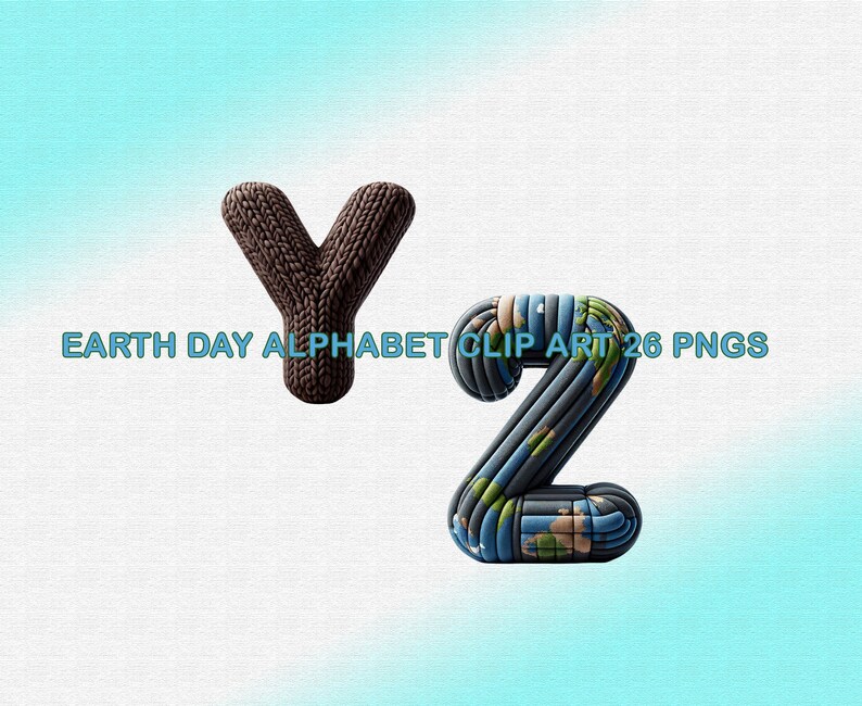Earth Day Alphabet Clipart, Knit Alphabet, Alphabet PNG, Digital ...