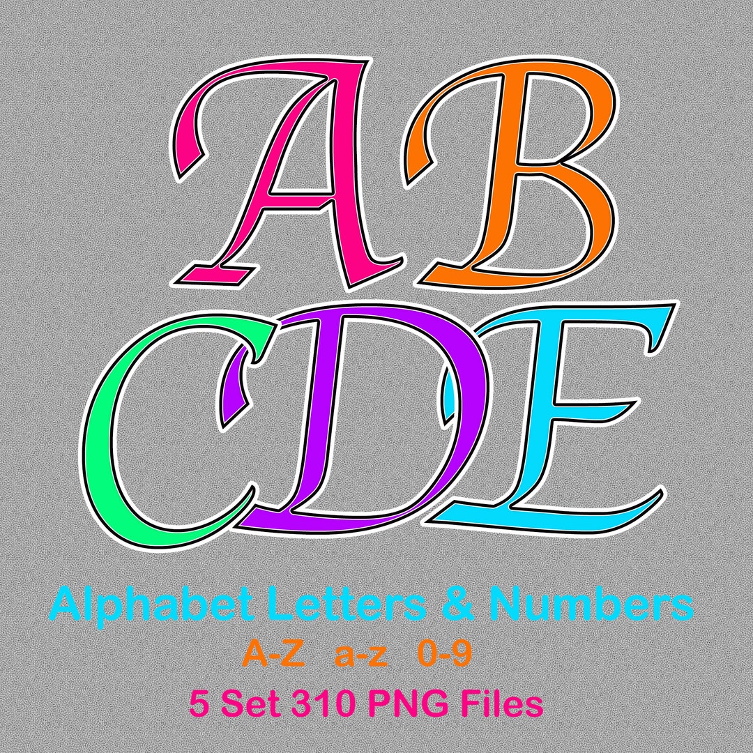 Cool Clipart Letters 300dpi Transparent Png, 5 Colors of Alphabet and ...