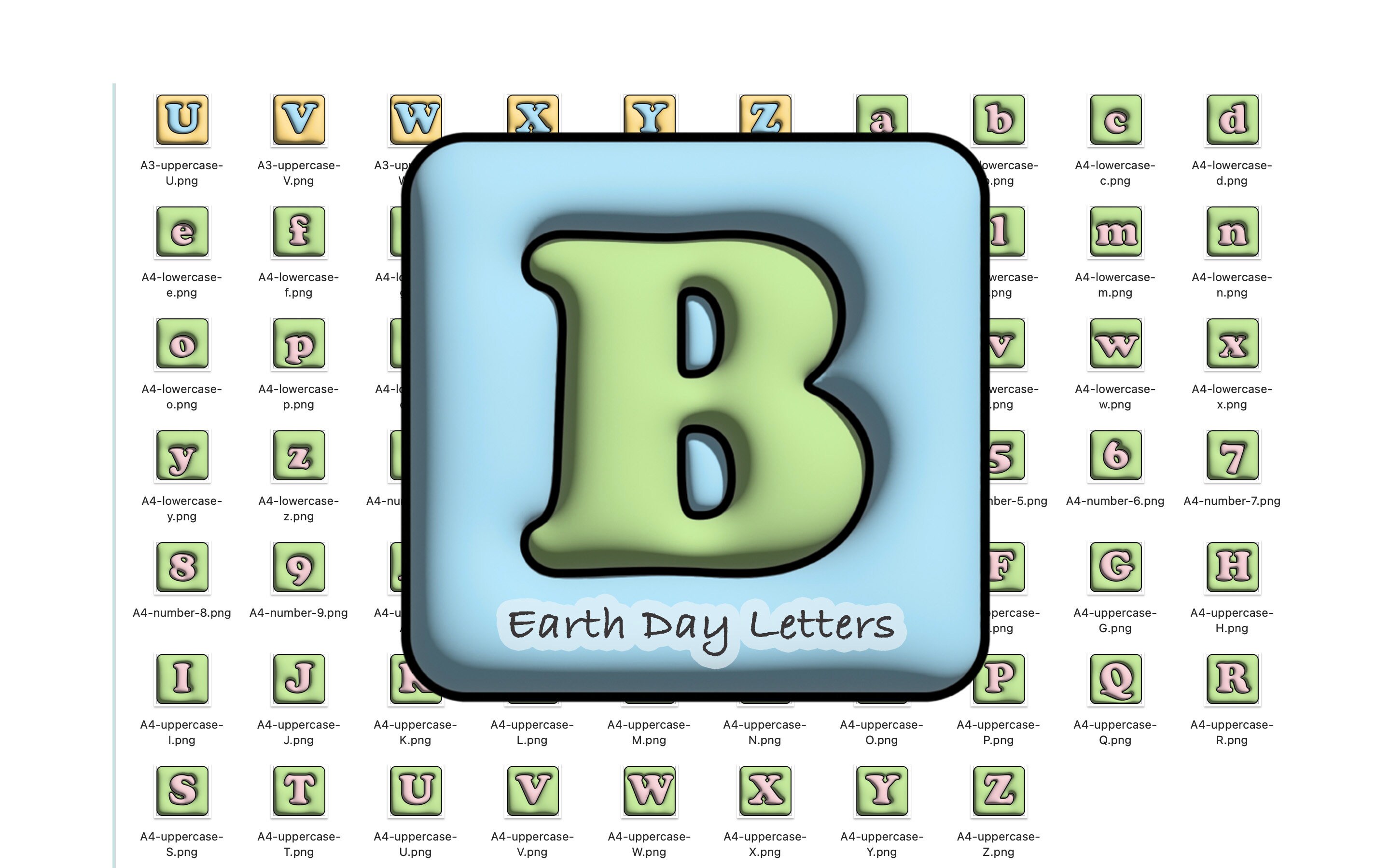 Earth Day Alphabet Letters PNG,3D Inflated PNG Alphabet Set,spring ...