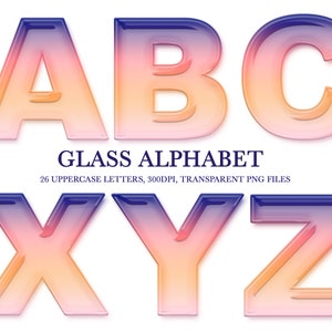 Transparent Glass Letters, Glass Alphabet, Glass PNG, Digital Glass ...