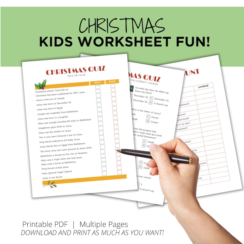 Christian Kids Christmas Activity Printables, Christmas Homeschool ...