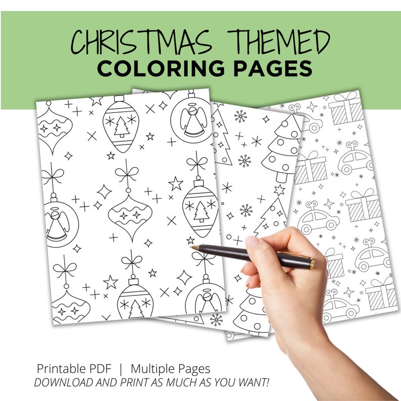 Christmas Coloring Pages, Holiday Ornaments, Toys (PDF Pattern) - Etsy