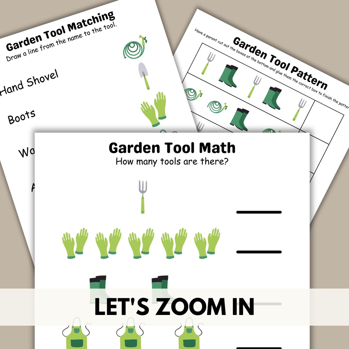 Kids Garden Tool Activity Worksheet Set, Homeschool Printable (PDF) - Etsy