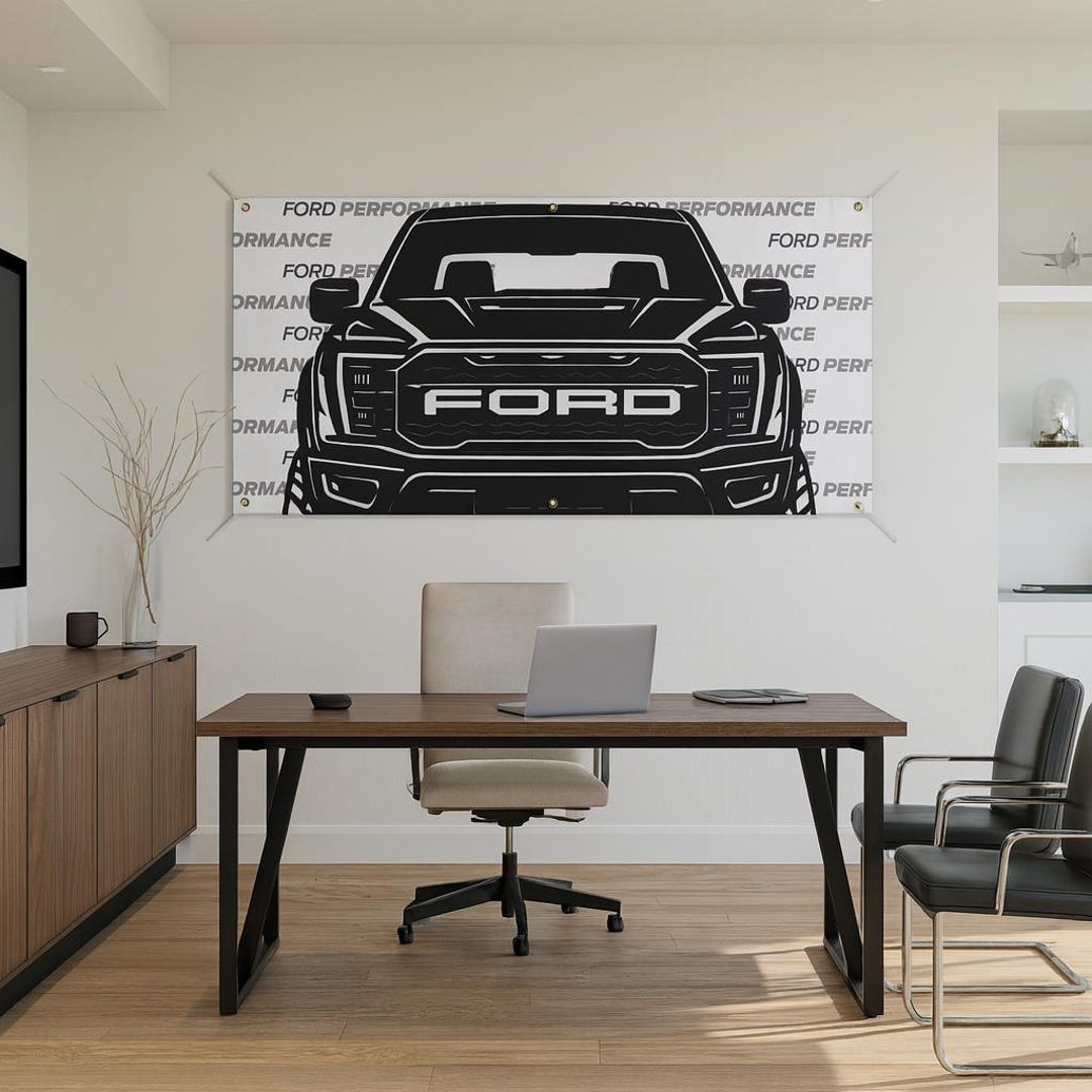 Ford Raptor Garage Banner: Greyscale Ford Performance, Man Cave Decor ...