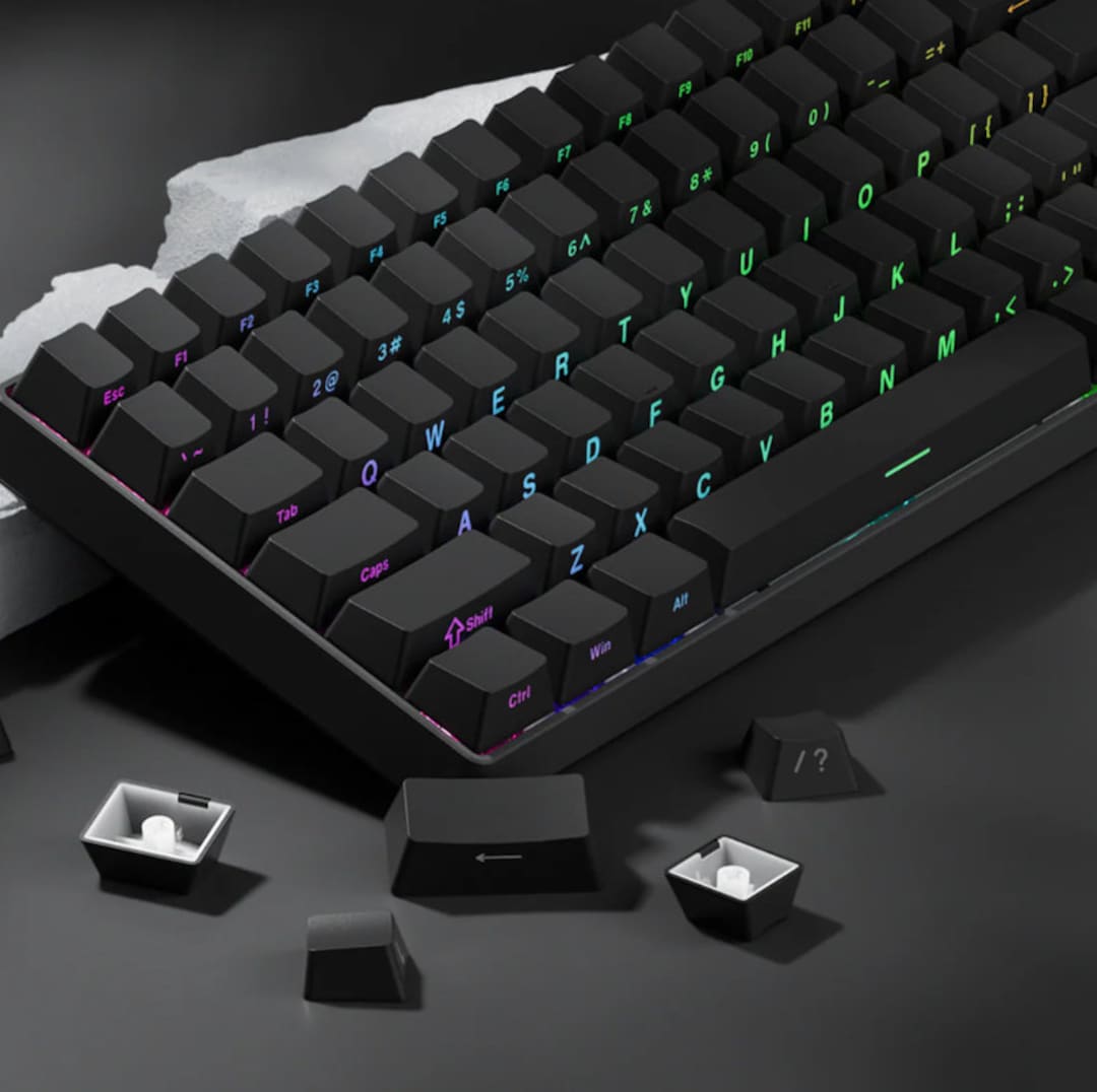 Side Print Keycap Set Black Keycaps Keyboard Accessories - Etsy