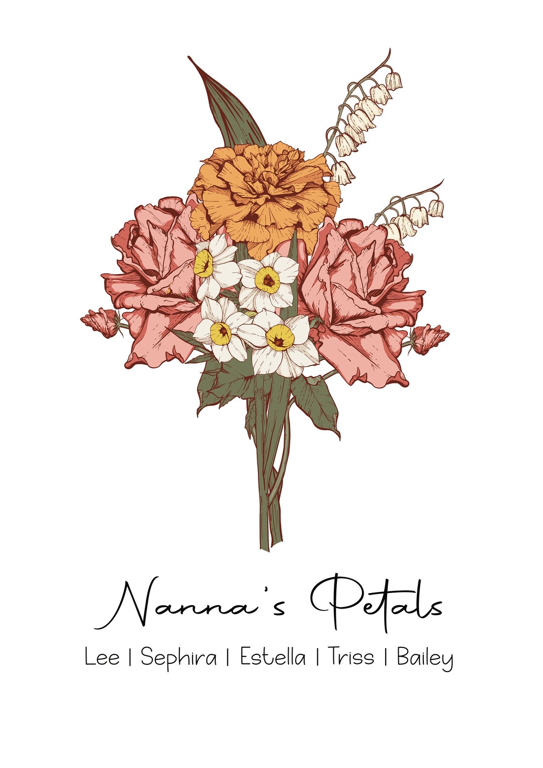 BIRTH MONTH FLOWER Bouquet, Birth Flowers Arranged, Custom Personalised ...