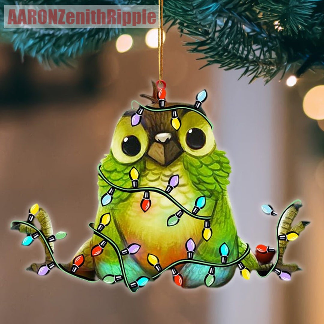 Parrot Christmas Light Christmas Ornament, Flat Acrylic Parrot Ornament ...