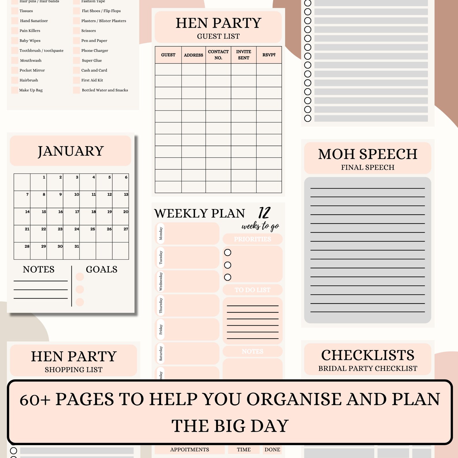 Digital Maid of Honour Planner Hen Party Planning, Guest Management ...